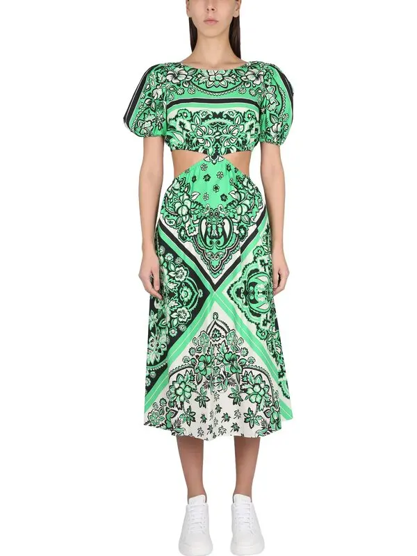 Red Valentino Bandana Print Midi Dress - Green