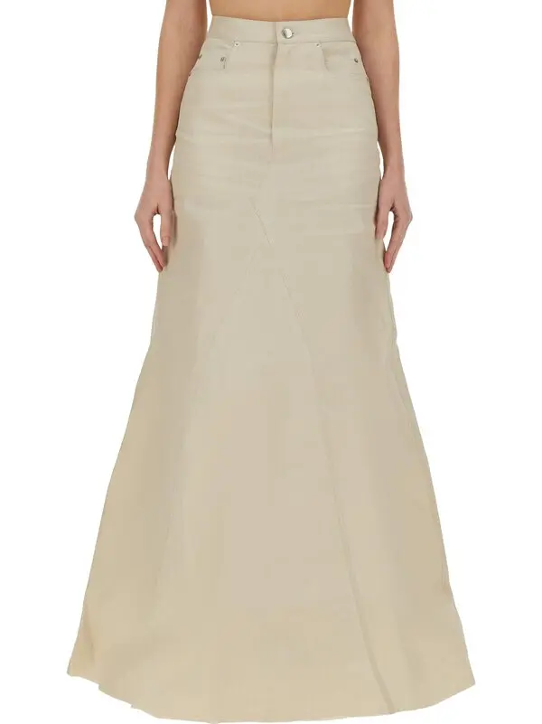 Rick Owens Full Length Linen Skirt - Beige