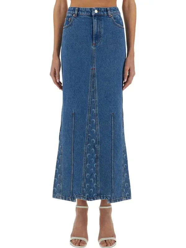 MARINE SERRE Moon Laser Long Skirt - Denim