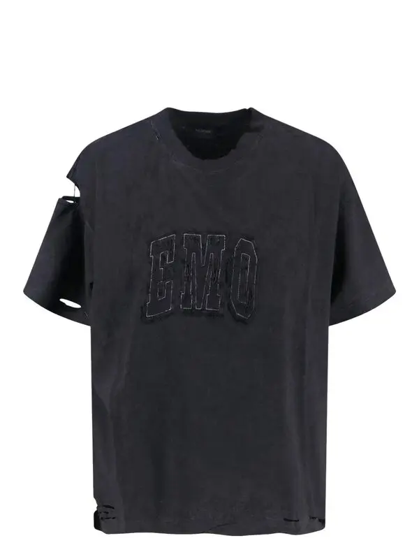 Balenciaga Destroyed Logo T-shirt - Black