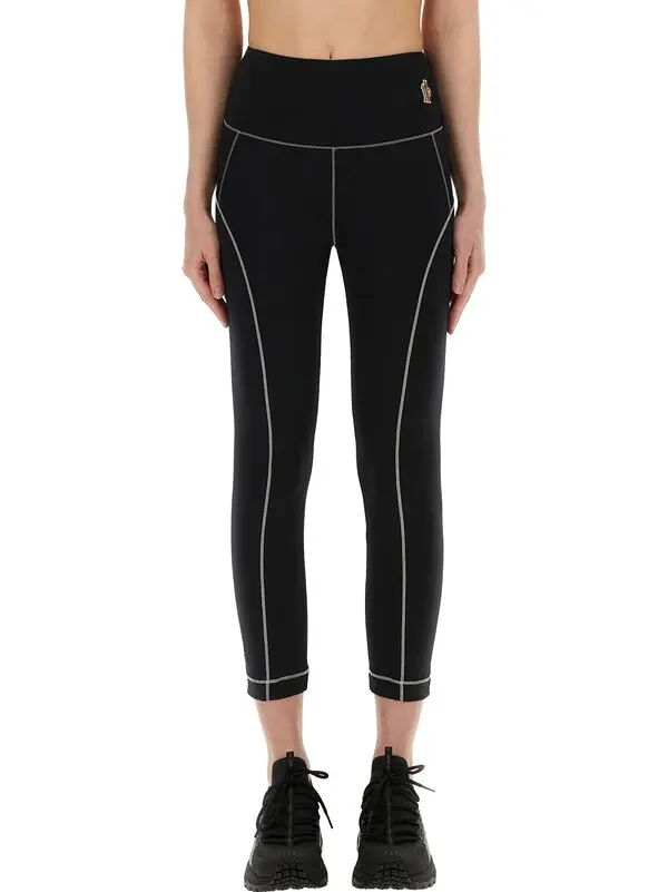 Moncler Leggings With Logo - Black