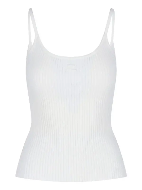 COURREGES Ribbed Logo Tank Top - White
