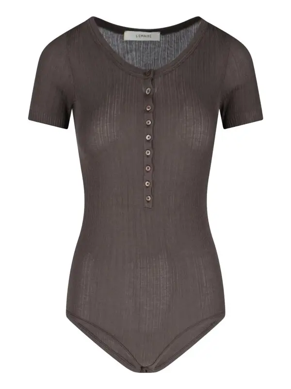 LEMAIRE Ribbed Bodysuit - Brown