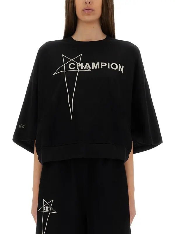 CHAMPION X RICK OWENS Cropped T-shirt - Black