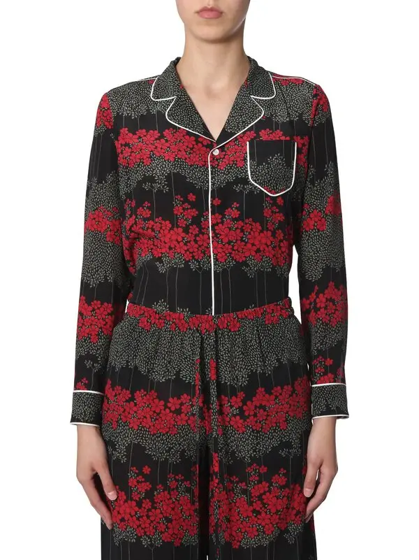 Red Valentino Dreaming Peony Print Shirt - Black