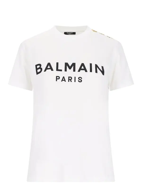 Balmain Logo Buttons T-shirt - White