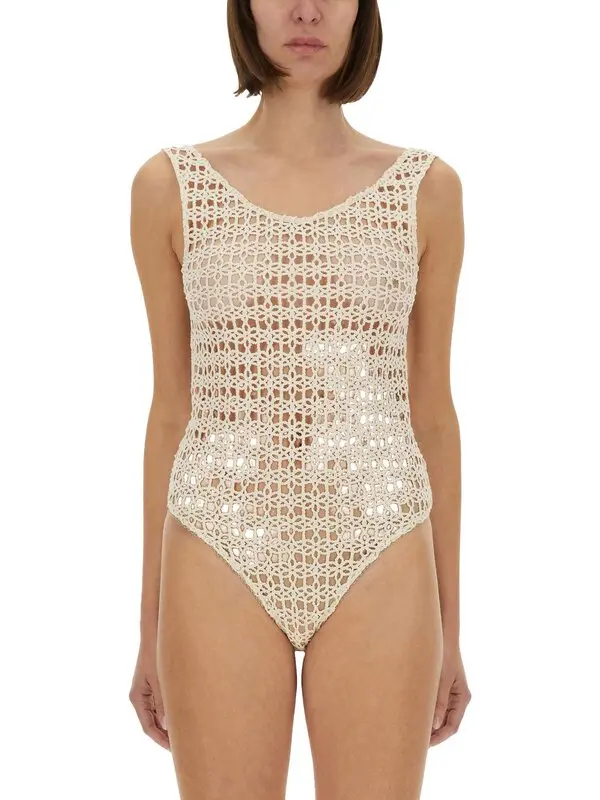 ALYSI Macramé Bodysuit - Ivory