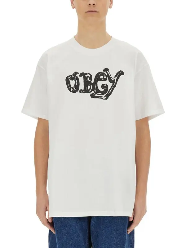 Obey Logo Print T-shirt - White