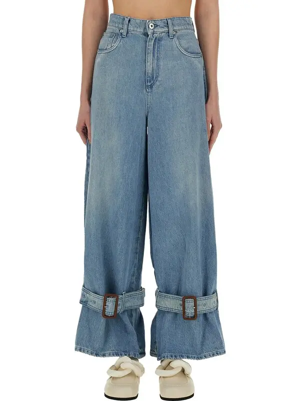 JW Anderson Wide-leg Buckled Jeans - Denim