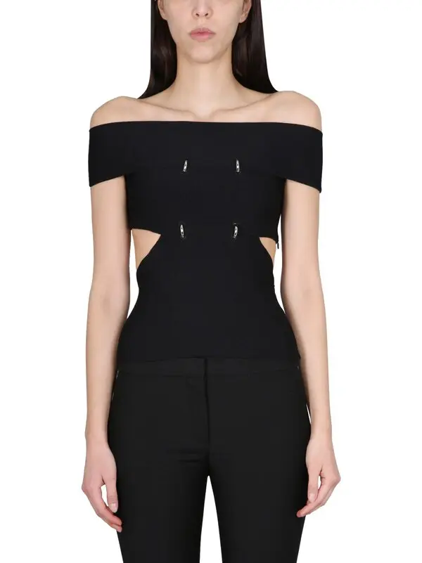Alexander McQueen Top With Cut-out Details - Black