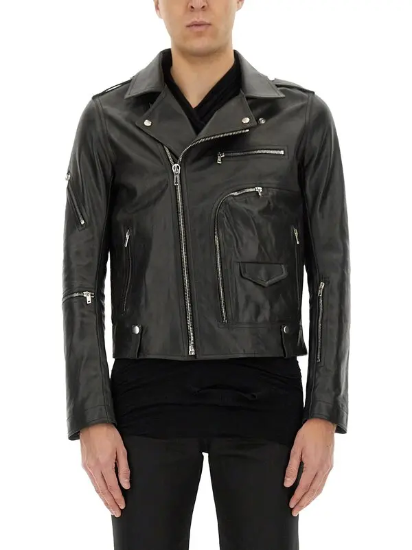 Rick Owens Leather Bauhaus Jacket - Black