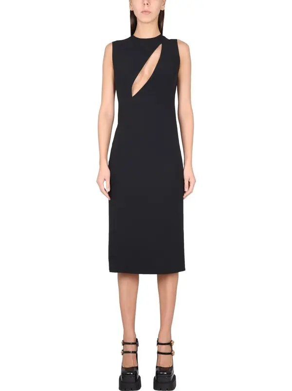 Versace Sleeveless Midi Dress With Cutouts - Black