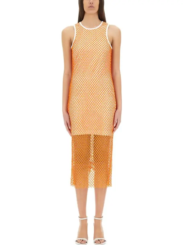 Moschino Mesh And Sequin Dress - Orange