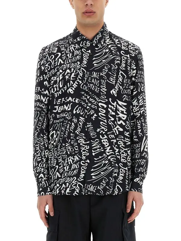 Versace Logomania Print Shirt - Black