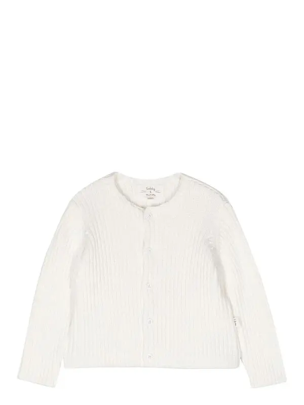 TEDDY & MINOU Ribbed Cardigan - White