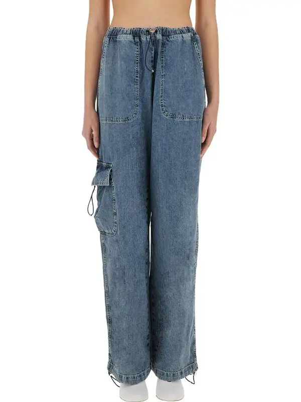 Moschino Wide Leg Cargo Jeans - Denim