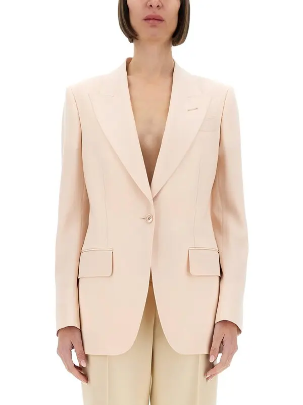 TOM FORD Single Breasted Wool Jacket - Pink