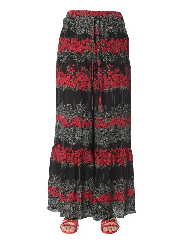 Red Valentino Dreaming Peony Print Trousers - Black