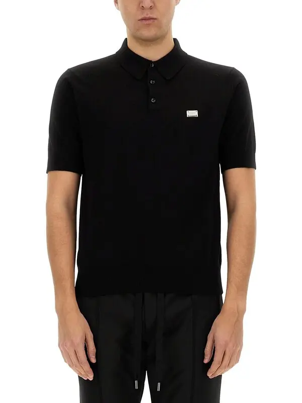 Dolce & Gabbana Polo With Logo - Black