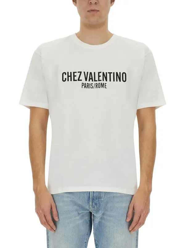 Valentino Garavani Cotton T-shirt With "chez " Print - White
