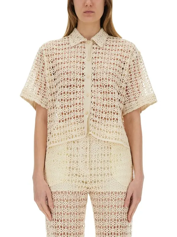 ALYSI Macramé Shirt - Beige