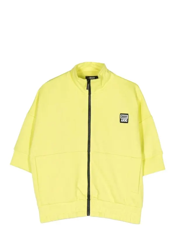 Dkny Zippered Short Sleeve Cardigan - Yellow