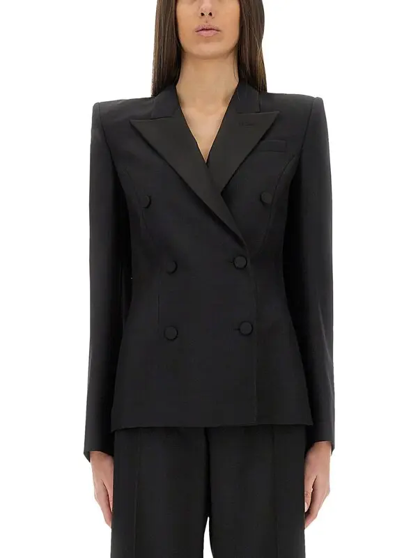 Alexander McQueen Double-breasted Jacket With Voluminous Shoulders - Black