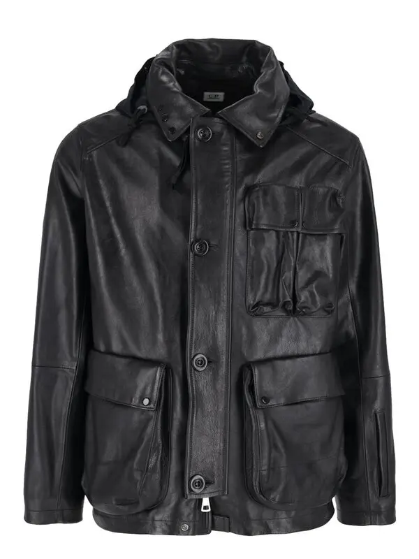 C.P. COMPANY Mille Leather Jacket - Black