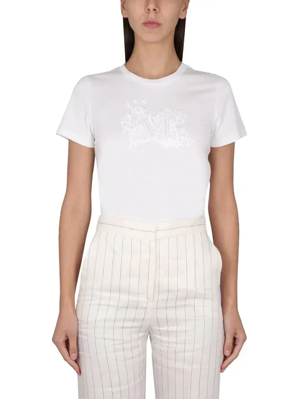 Max Mara Logo Embroidered T-shirt - White