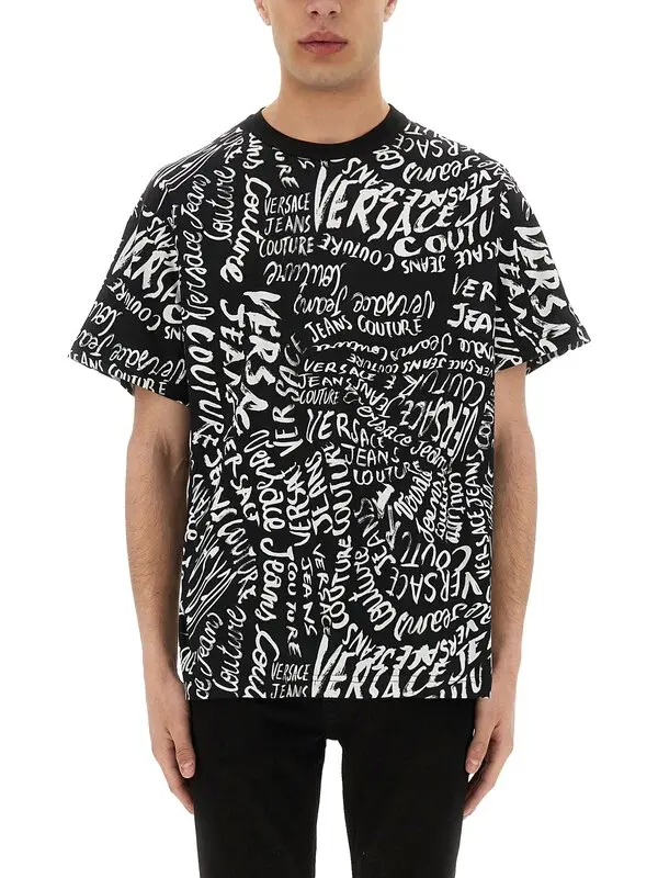 Versace Logomania Print T-shirt - Black