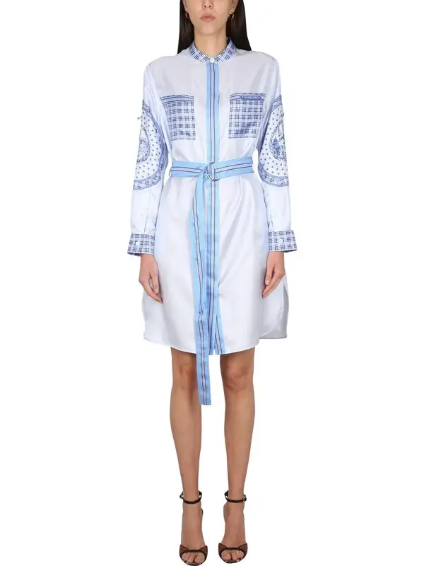 Burberry Silk Chemisier Dress - Blue