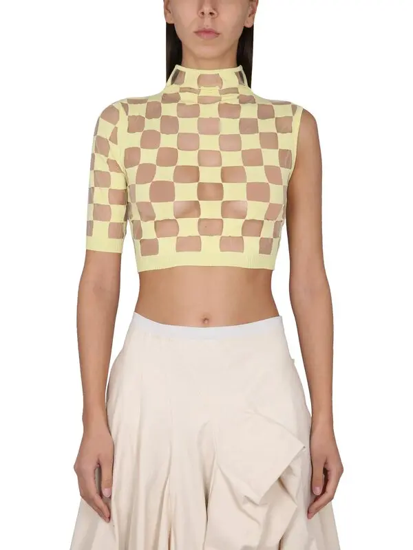 Max Mara Asymmetrical High Neck Top - Yellow