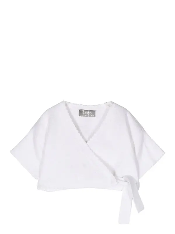 IL GUFO Cross Cardigan With Short Sleeves - White