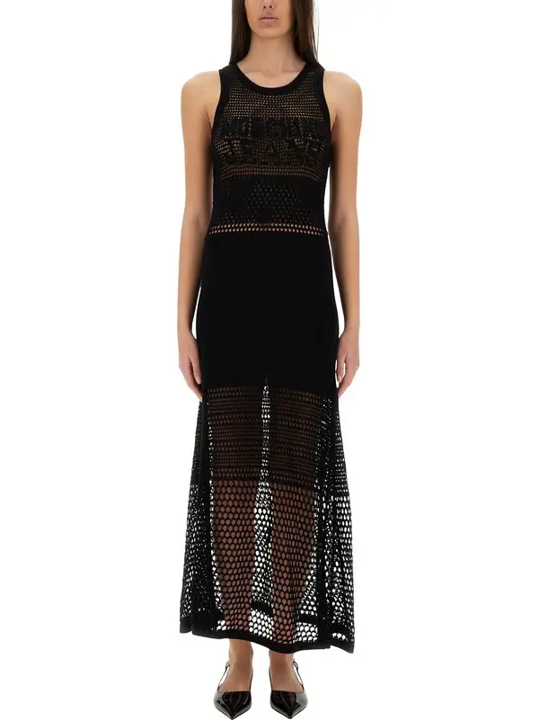 Moschino Mesh Dress With Logo - Black
