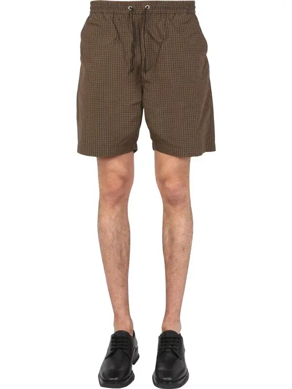 Universal Works Bermuda Shorts With Check Pattern - Brown