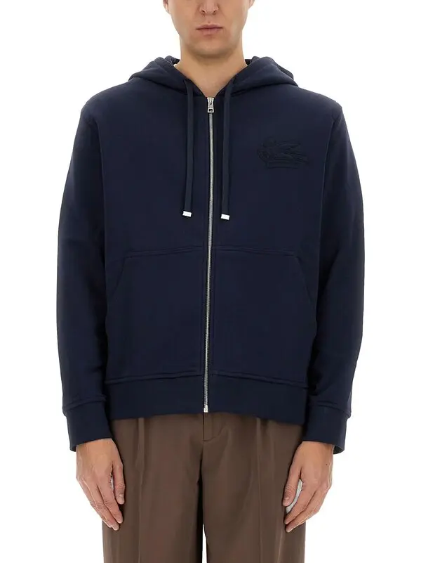 Etro Hooded Zip-up Sweatshirt - Blue