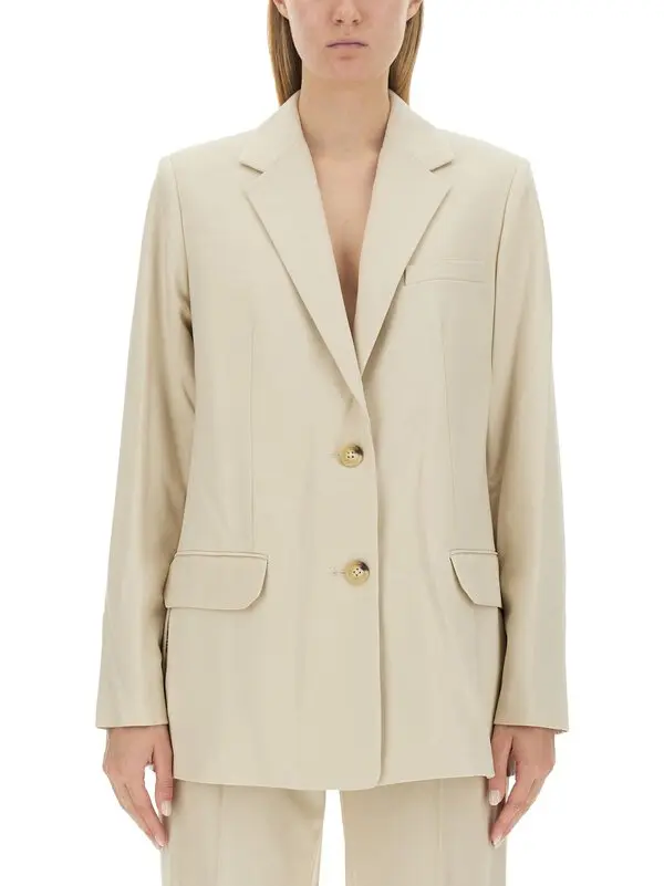 Helmut Lang Tailored Jacket With Logo - Ivory