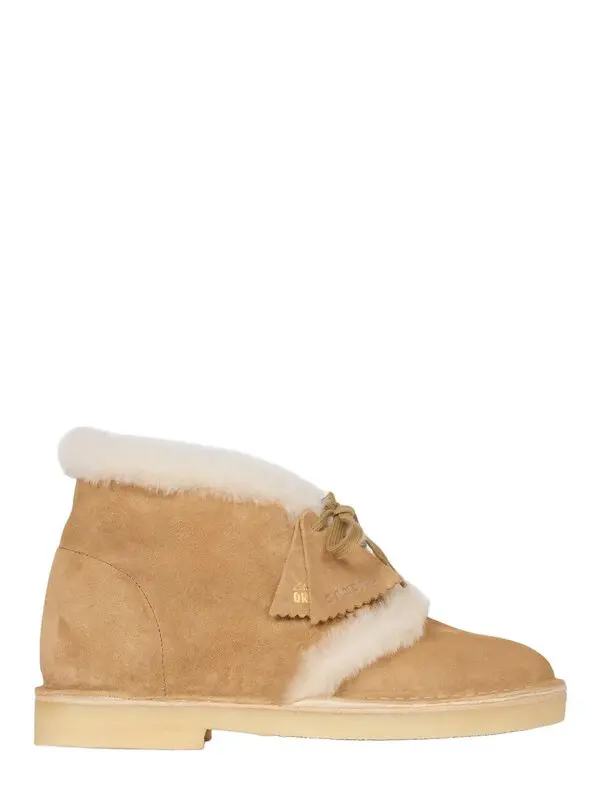 Sandro X Clarks Originals Shearling Desert Boots - Beige