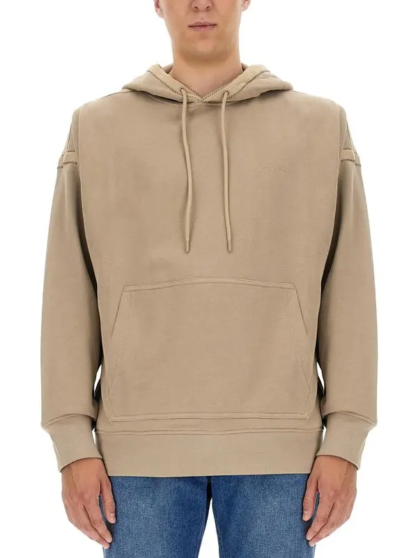 Helmut Lang Sweatshirt With Logo Embroidery - Beige