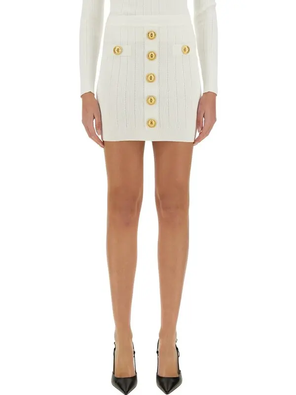 Balmain Knit Skirt - White