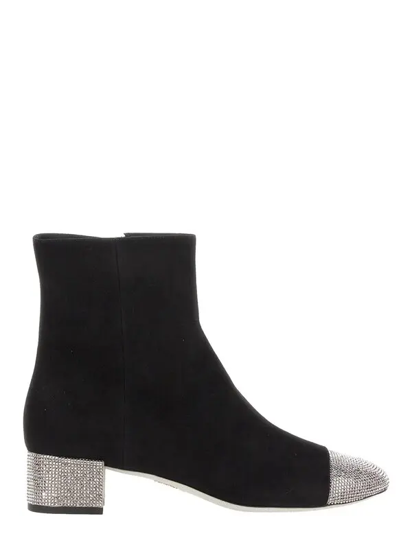 Rene Caovilla Rhinestone Embellished Boots - Black