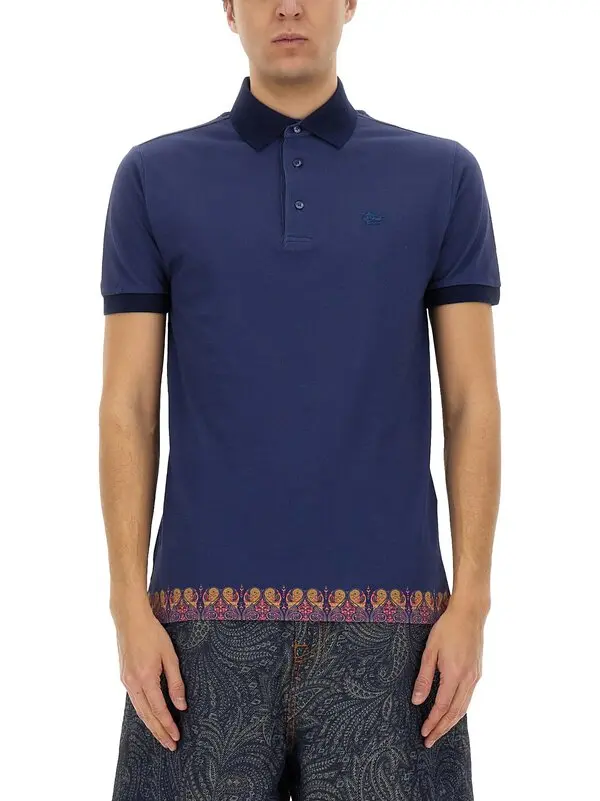 Etro Polo Shirt With Print - Blue