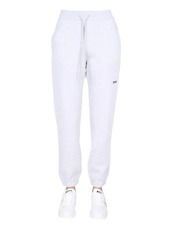 MSGM Jogging Pants With Logo Print - Grey