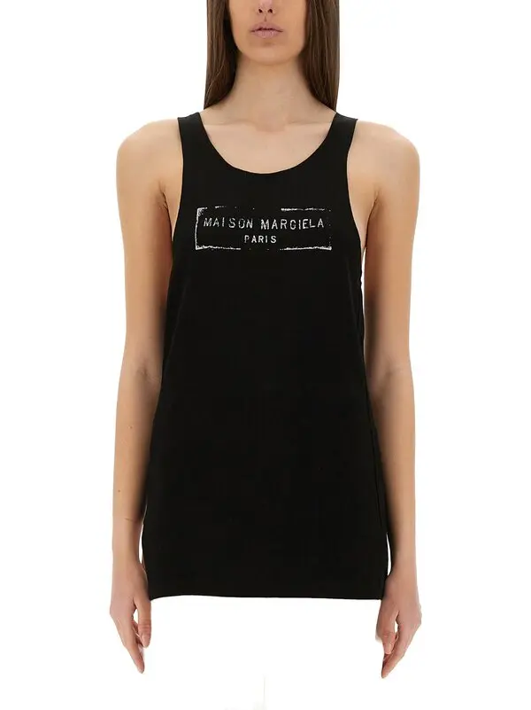 MAISON MARGIELA Logo Print Tank Top - Black