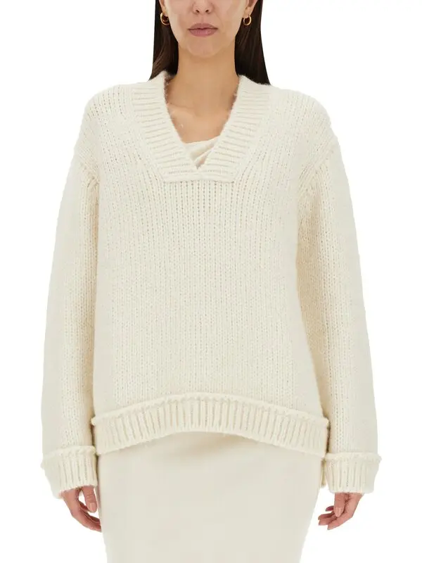 TOM FORD Wool V-neck Sweater - Ivory
