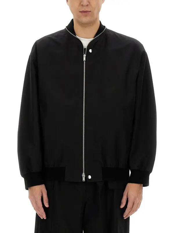 JIL SANDER Oversized Cotton Bomber Jacket - Black
