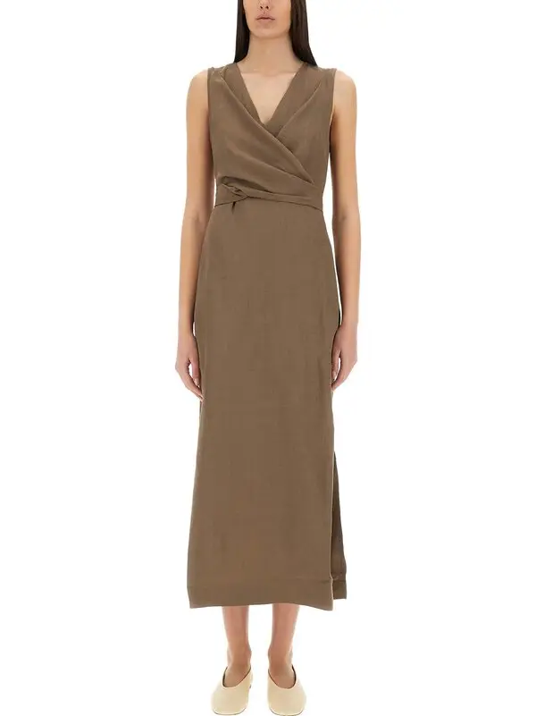 Brunello Cucinelli Wrap-effect Dress - Brown