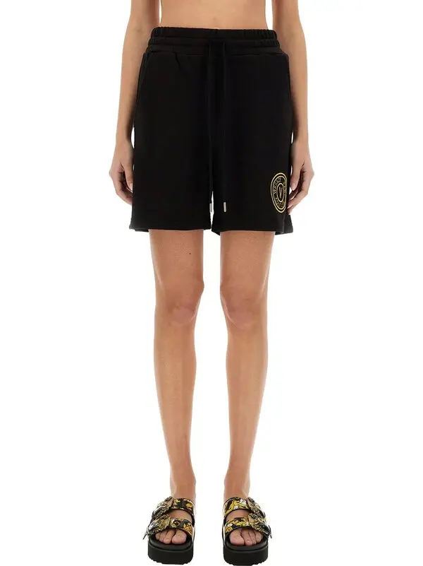 Versace Sports Shorts With V-emblem - Black