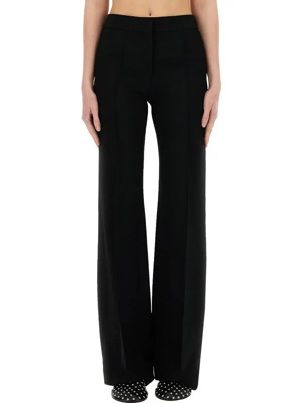 JIL SANDER Viscose Blend Wide Leg Pants - Black