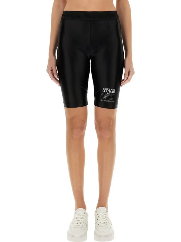 Versace Cycling Shorts With Logo - Black